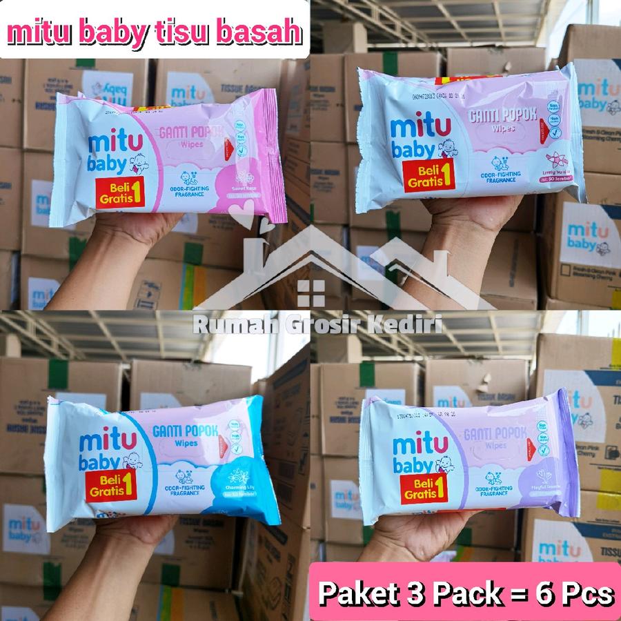 Mitu Baby Tisu Basah – Beli 1 Gratis 1 (Paket Hemat 6 Pcs/3 Pack) - Sabira