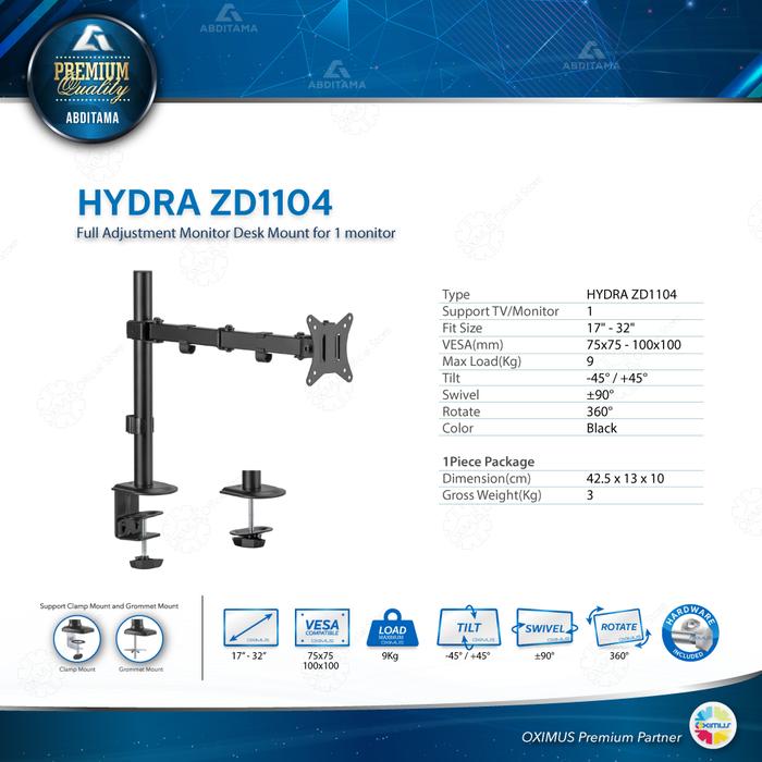 BRACKET MEJA LCD LED TV 1 Monitor 17″ – 32″ OXIMUS HYDRA ZD1104 - Sabira