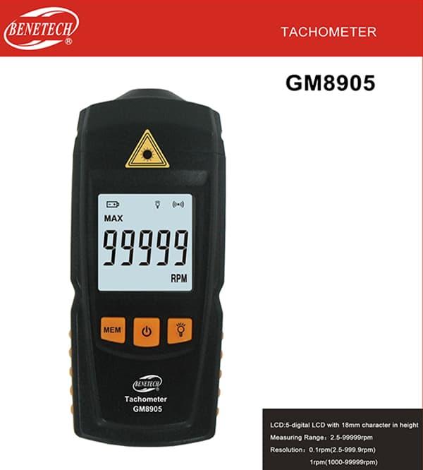 Digital Tachometer Benetech GM 8905 RPM Tacho Meter Gauge GM8905 - Sabira