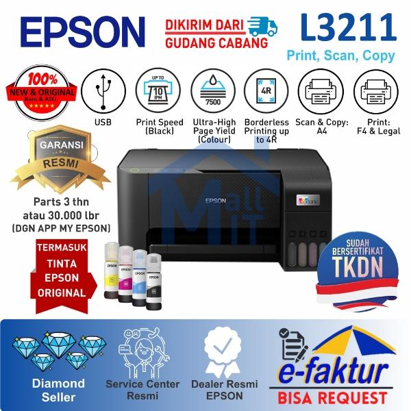 Printer Epson L3210 / L3211 All-in-One 3-in-1 – Cetak, Scan, Copy dengan Garansi Resmi - Sabira