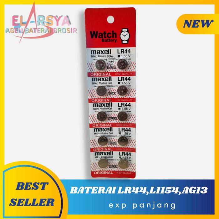 Baterai Maxell LR44 AG13 Isi 10 Pcs per Lembar - Sabira