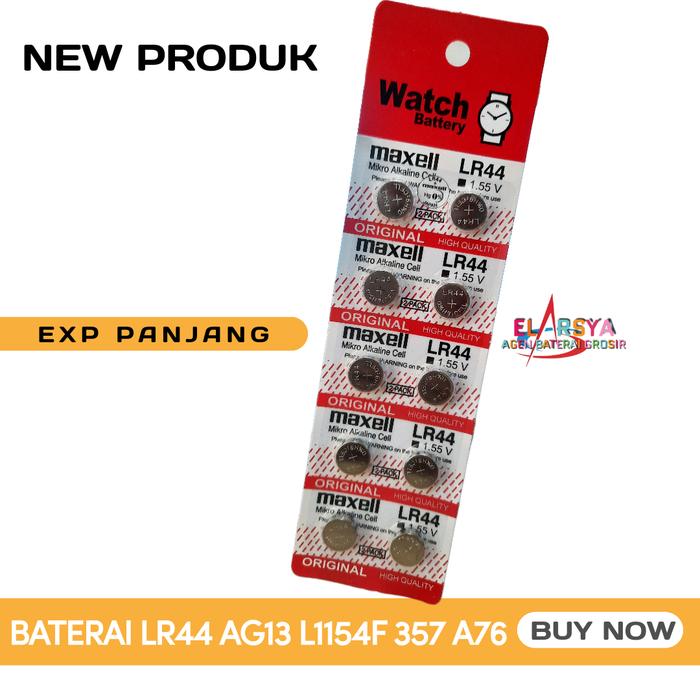 Baterai Maxell LR44 AG13 Isi 10 Pcs per Lembar - Sabira