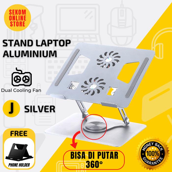 Kolmi Laptop Stand Aluminium Portable Fan Cooling Rotasi 360 Derajat – Solusi Ergonomis ...