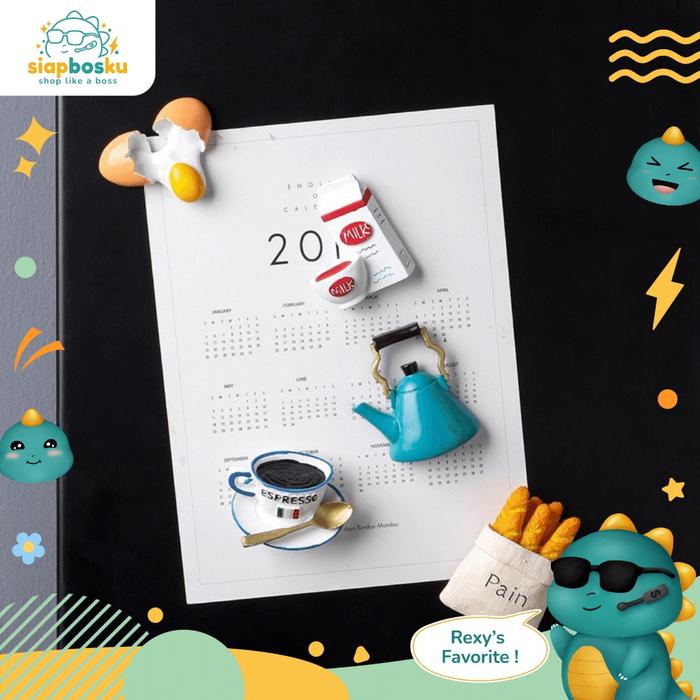 Magnet Tempelan Kulkas Lucu Motif Makanan Breakfast Premium Realistis ...