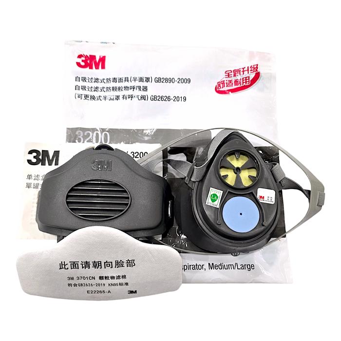 Masker 3M 3200 Set Half Face Mask Respirator Single Cartridge ...