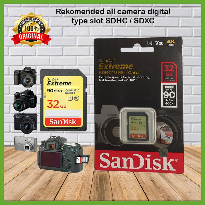 Memory Kamera 32GB SanDisk Extreme SDHC SD Card 32GB Ori - Sabira