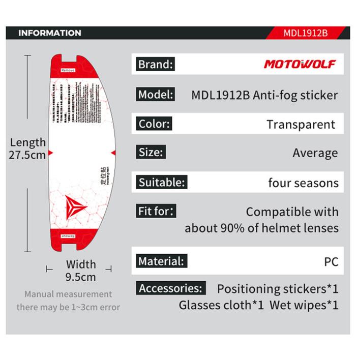 Motowolf Anti Fog Helm Pinlock Motorcycle Anti Embun Helm Universal ...