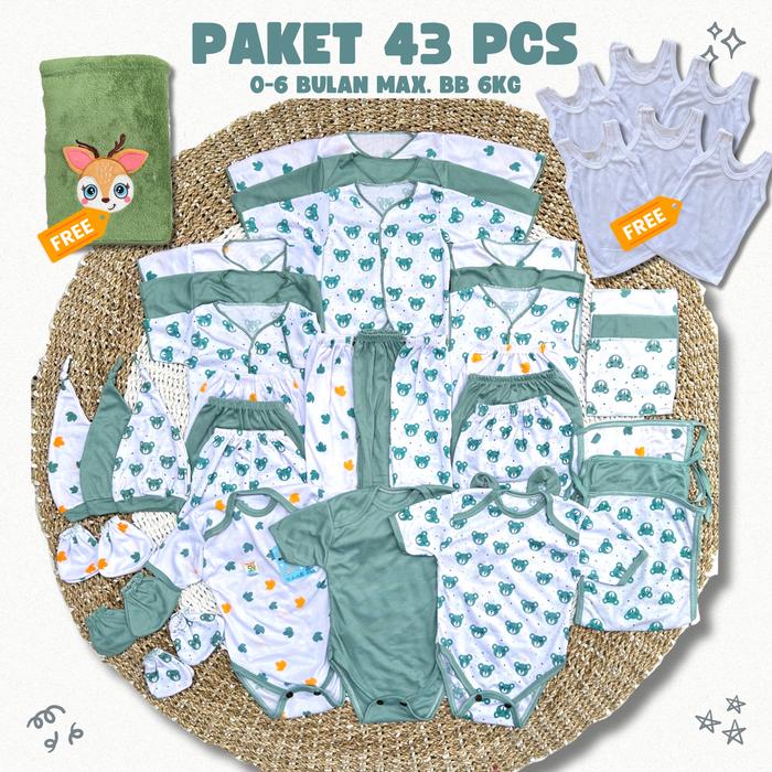 Paket 43pcs Baju Bayi Baru Lahir Newborn + Bonus Handuk Mikrofiber & 6 ...