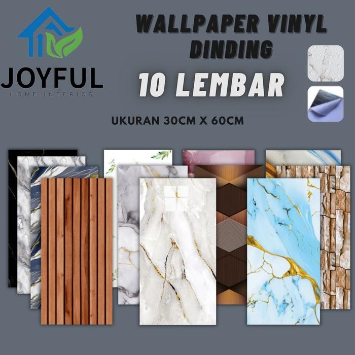 Paket 10 Lembar Wallpaper Dinding Vinyl Marble Glossy / Sticker Marmer ...