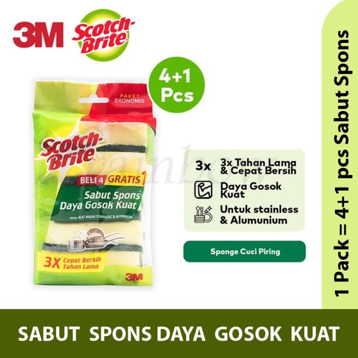 3M Scotch Brite 5 Pcs Sabut Spons Hijau Cuci Piring ID 30P5 - Sabira