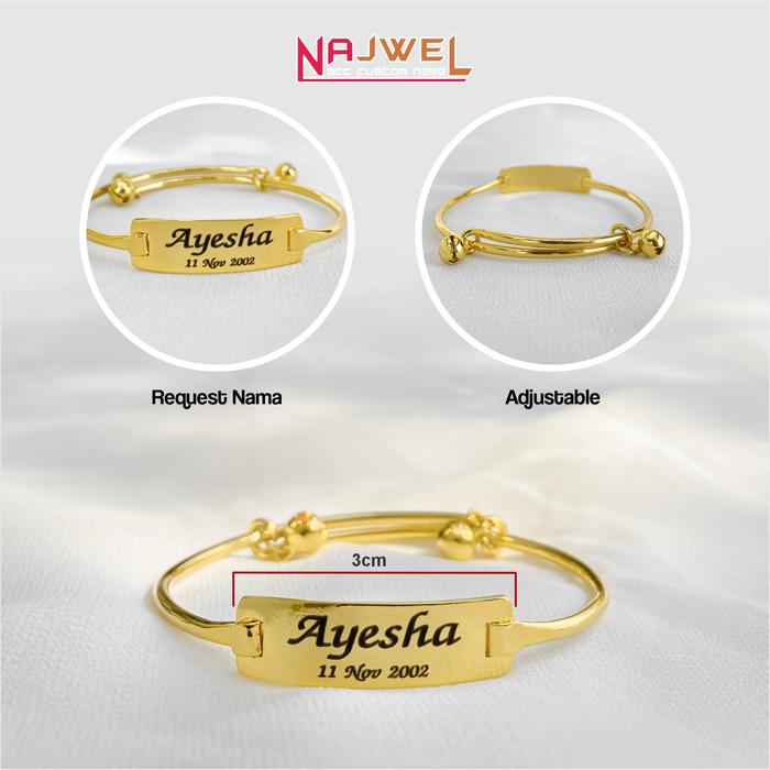 Gelang Lonceng Premium untuk Anak dengan Ukiran Nama & Tanggal Lahir ...
