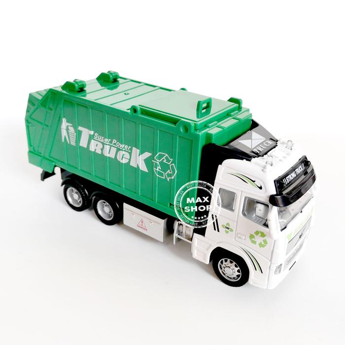 Mainan Diecast Mobil Metal Garbage Truck Pull Back 611b dengan Lampu ...