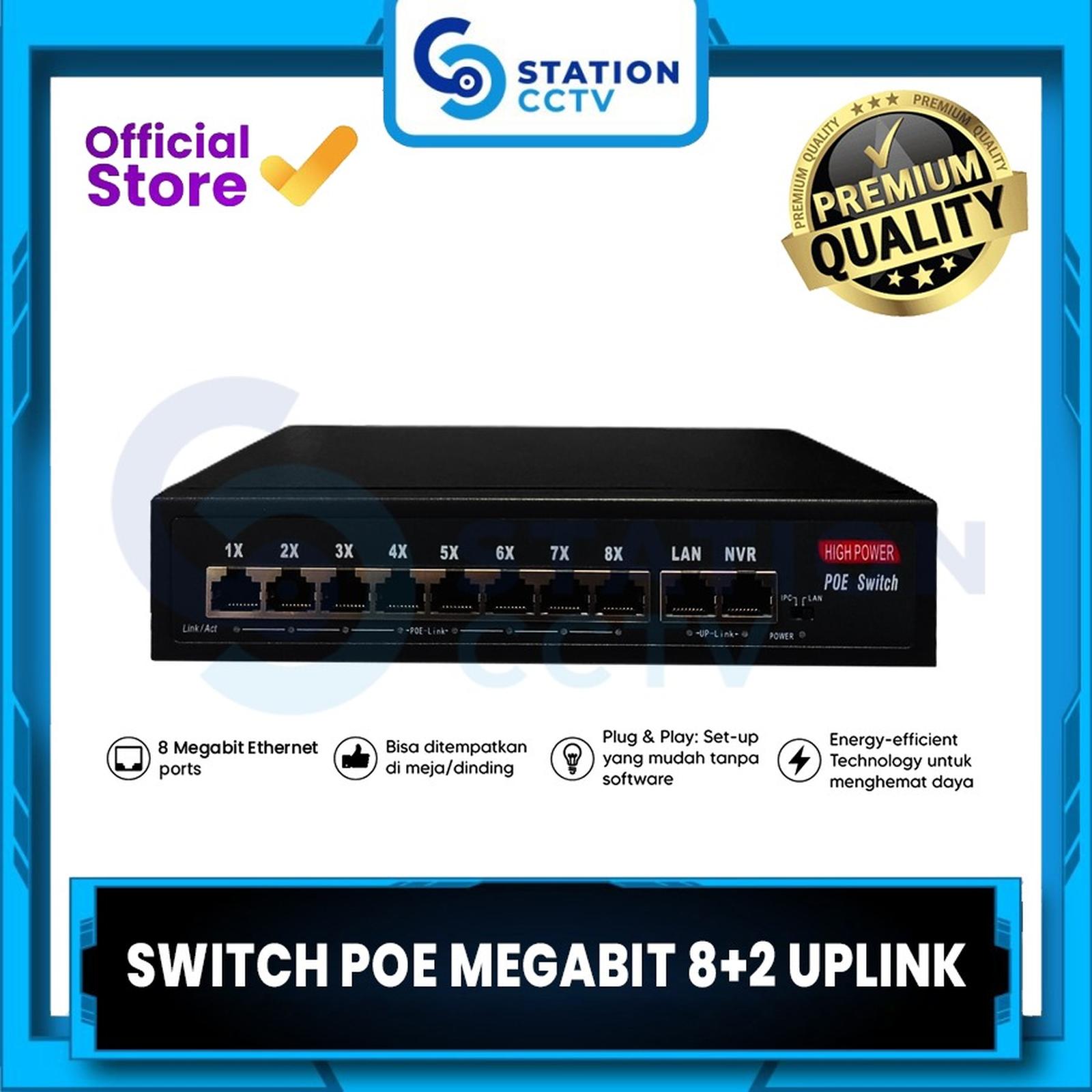 Smart Poe Switch 10 Port dengan 8 Port Poe + 2 Uplink 10/100 Mbps - Sabira