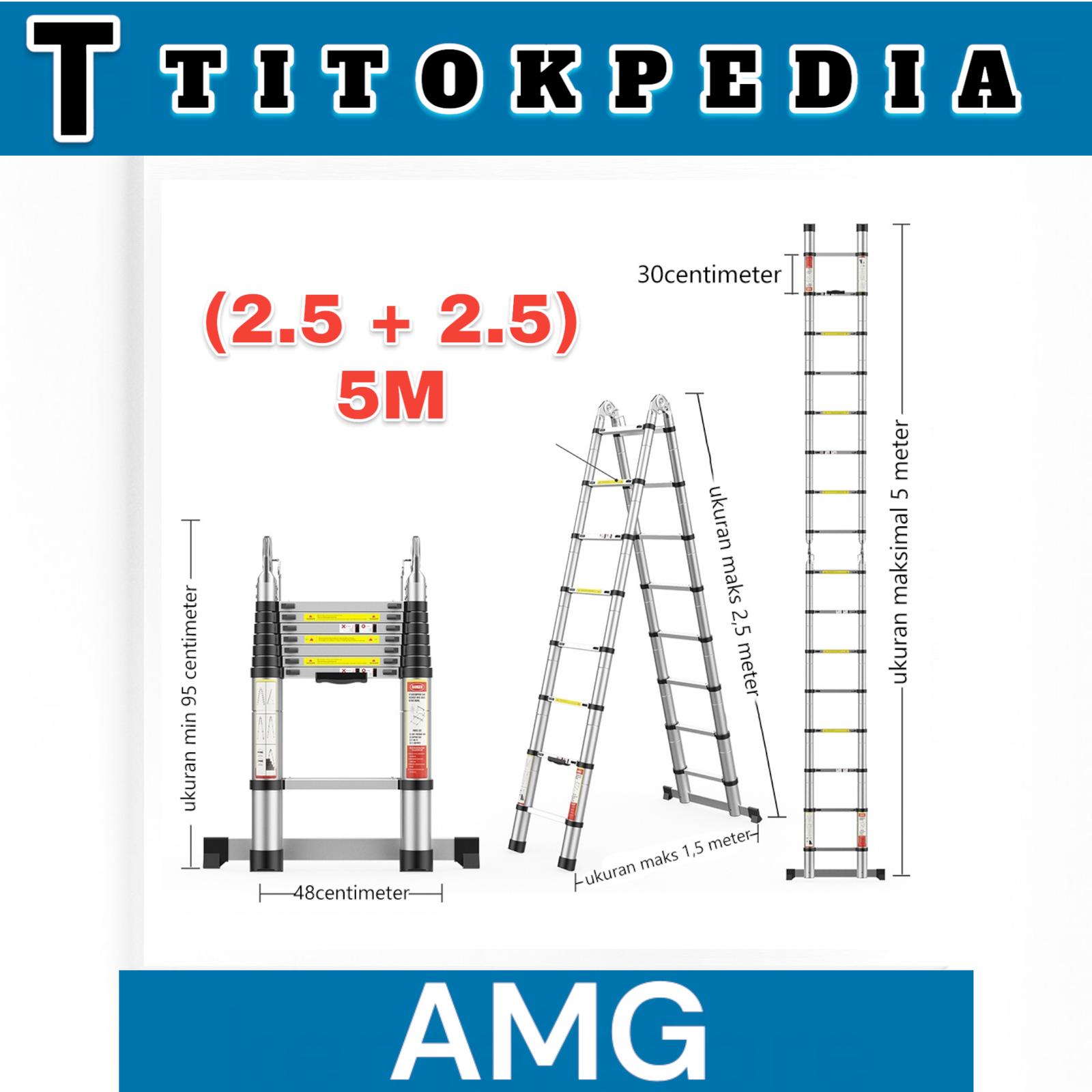 Tangga Lipat Aluminium Teleskopik 5m Double Telescopic Ladder 5 Meter ...