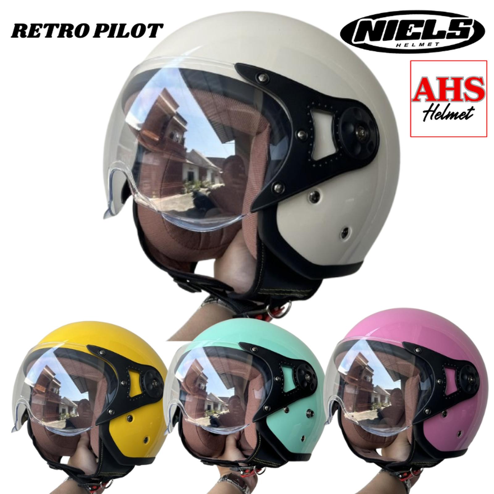 NIELS HELM HIJAB KACA PILOT STANDAR SNI MOTORCYCLE - Sabira