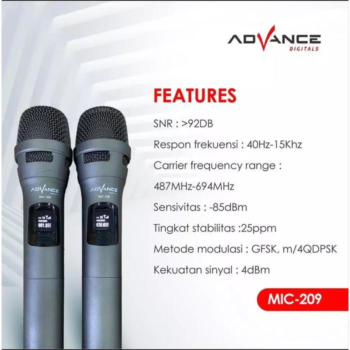 Microphone Advance MIC 209 | Mikrofon Nirkabel Profesional untuk ...