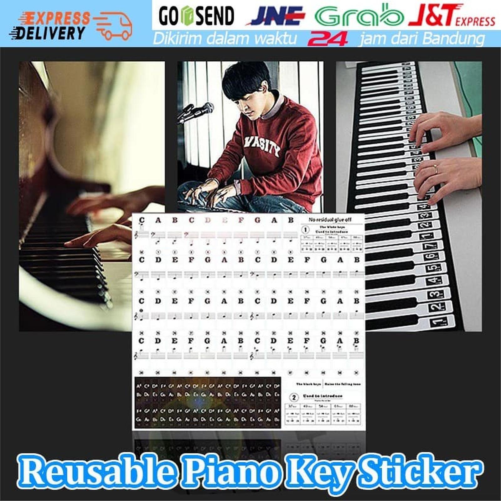 Reusable Piano Key Sticker Keyboard Stickers 37/49/54/61/88 Keys - Sabira