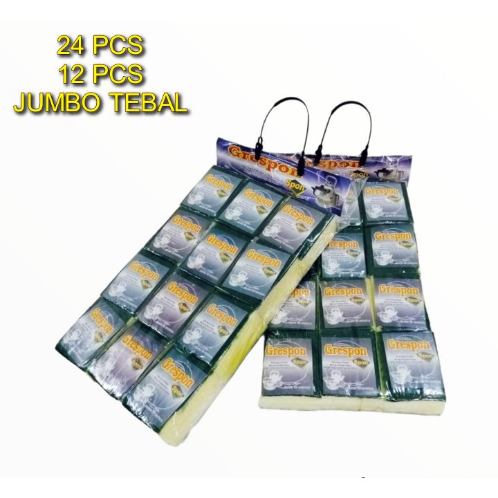 Spon Cuci Piring Jumbo dan Super Tebal 12pcs/24pcs - Sabira