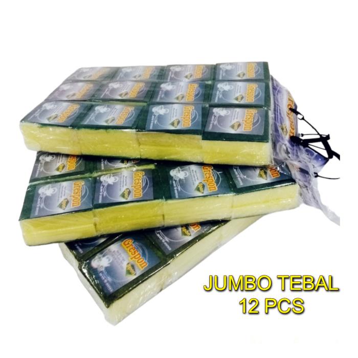 Spon Cuci Piring Jumbo dan Super Tebal 12pcs/24pcs - Sabira