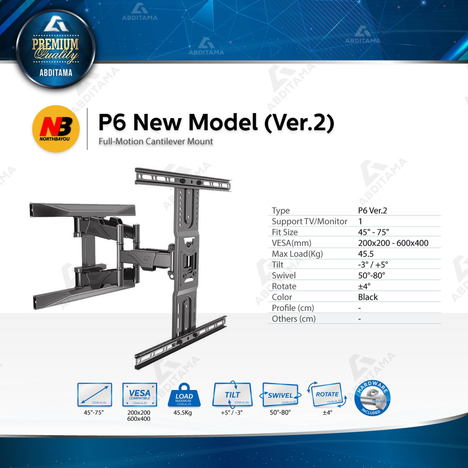 Bracket TV Monitor LED LCD North Bayou NB P6 NBP6 45″-75″ Baru - Sabira