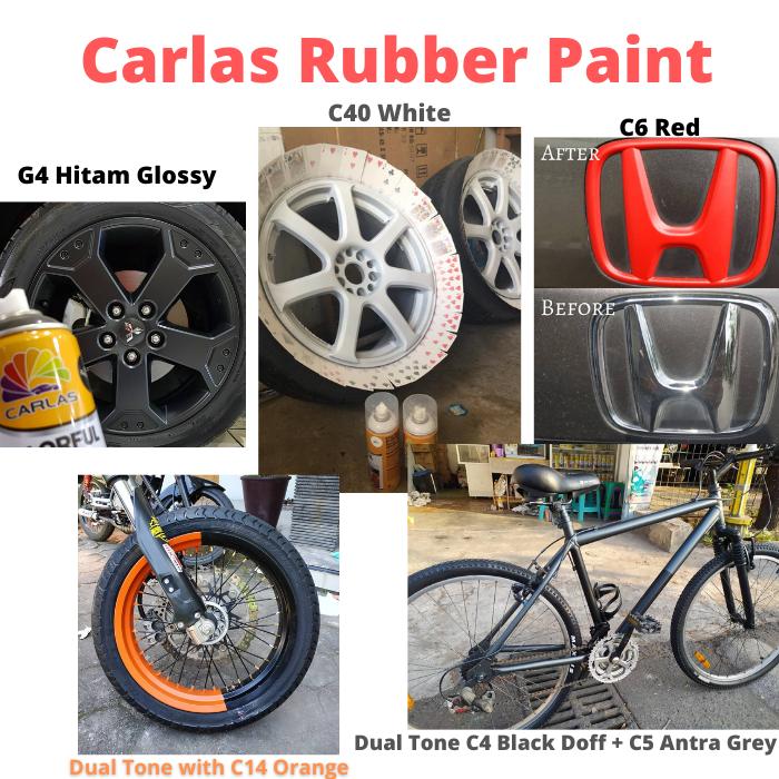 Carlas Rubber Paint C4 Black Doff / Hitam C4 400ml / Hitam Matte - Sabira