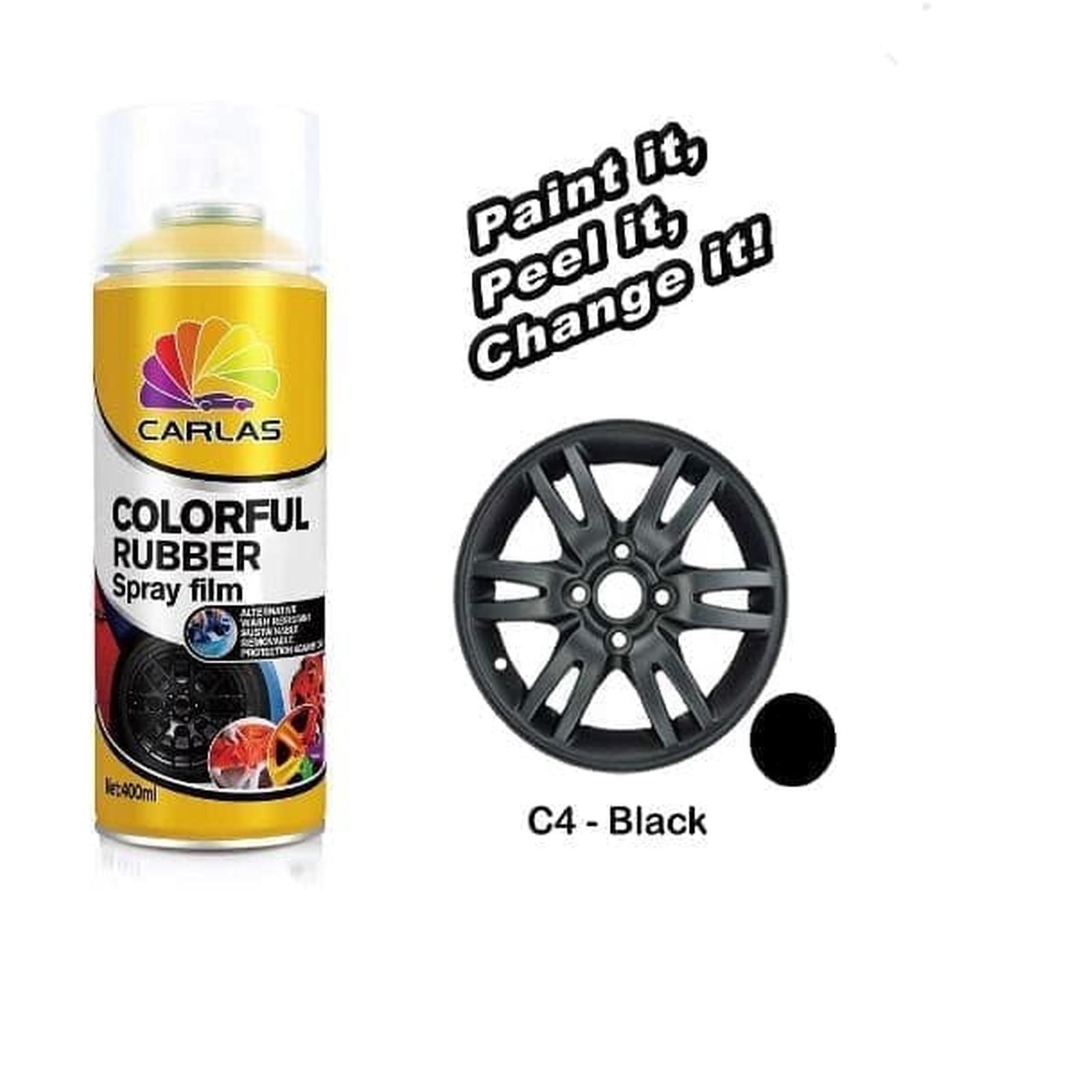 Carlas Rubber Paint C4 Black Doff / Hitam C4 400ml / Hitam Matte - Sabira