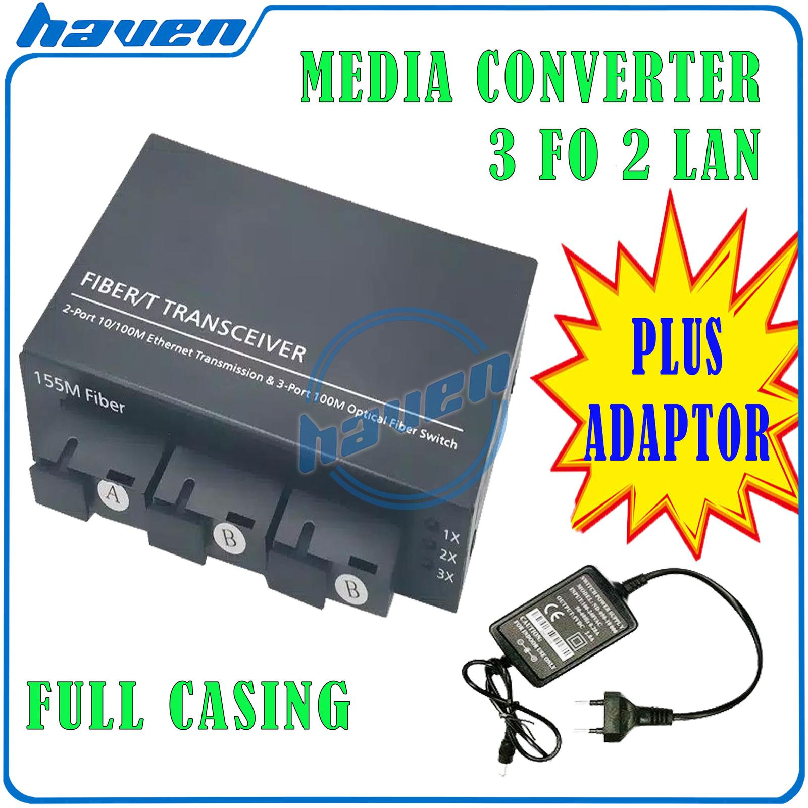 Media Converter 3 Port FO 2 Port LAN / Switch Fiber 3 FO 2 SC - Sabira