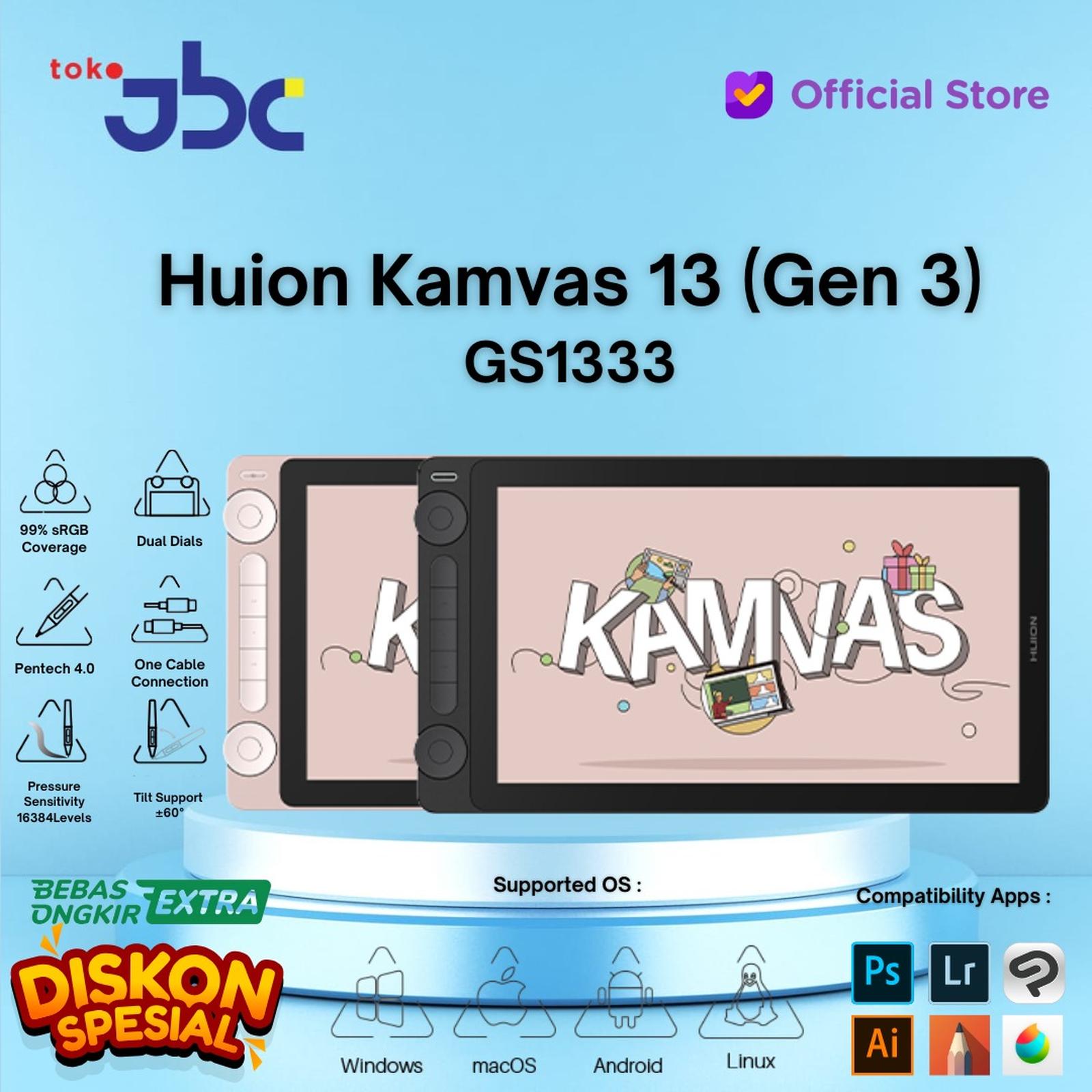 New Huion Kamvas 13 Gen 3 (Android Ready) Display Tablet Garansi Resmi ...