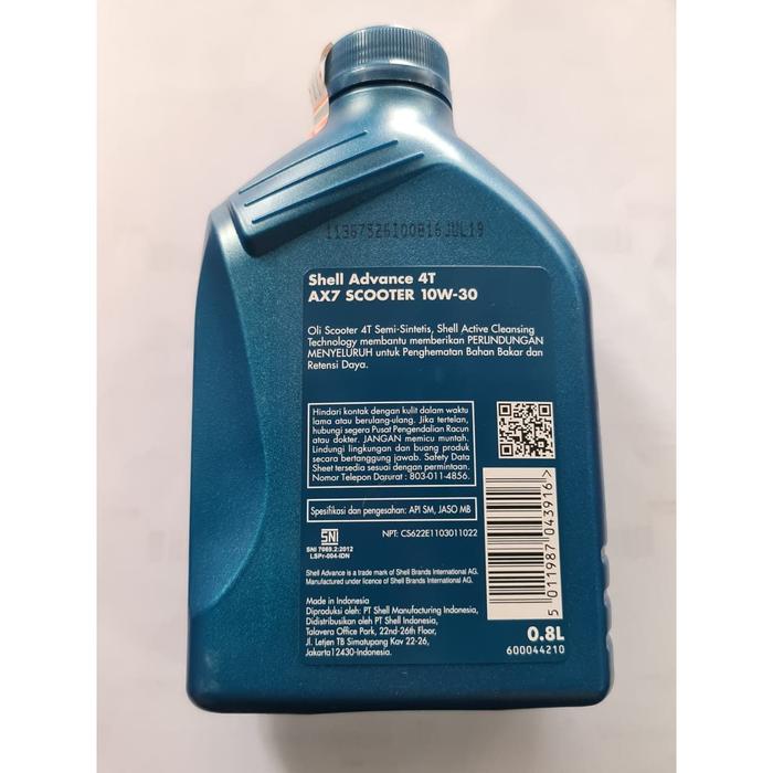 Shell Advance AX7 Scooter Matic 10W-30 800ml: Perlindungan Terbaik ...