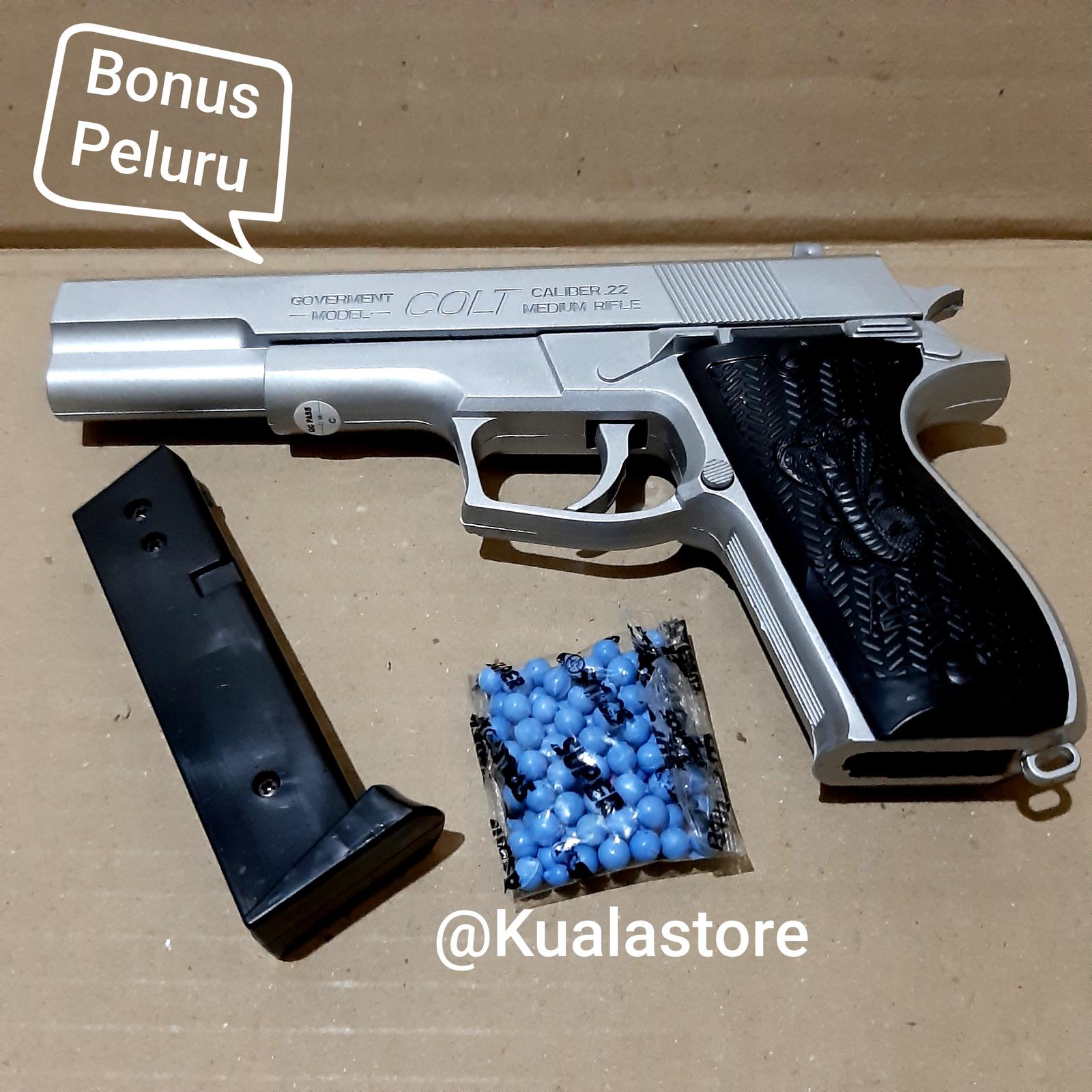 Pistol Mainan Airsoft Spring Gun Tembakan Kokang Calibre Colt 22 Medium ...