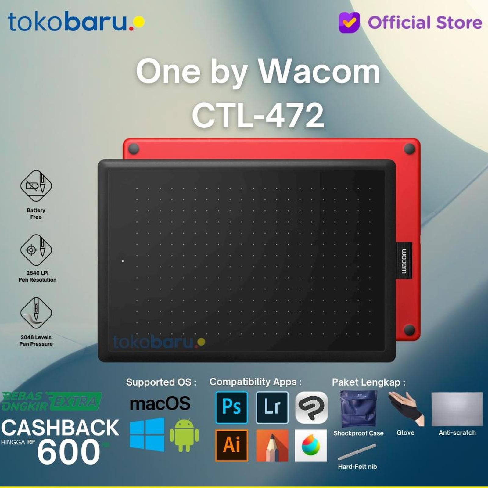 Wacom One By Wacom Redwood Small CTL-472 Garansi Resmi - Sabira