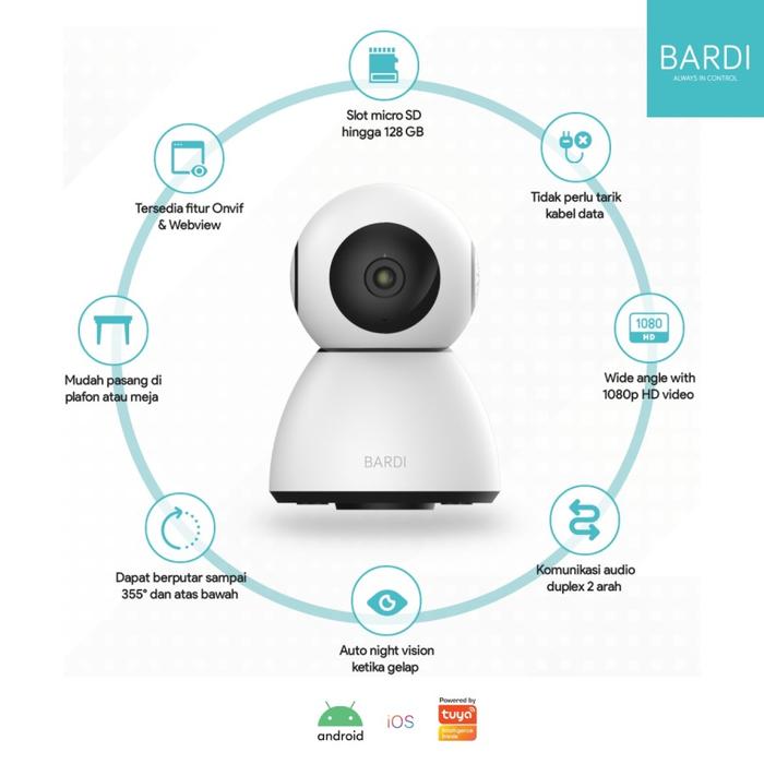 Bardi Smart Indoor PTZ IP Camera CCTV Wifi Iot Home Automation - Sabira