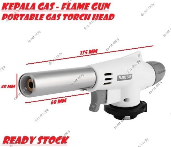 Flame Gun White Portable Gas Blow Torch Butane BBQ Torch Gun - Sabira