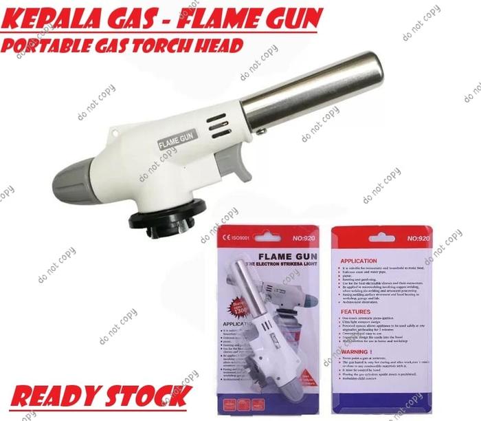 Flame Gun White Portable Gas Blow Torch Butane BBQ Torch Gun - Sabira