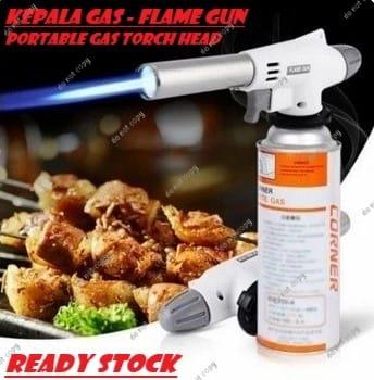 Flame Gun White Portable Gas Blow Torch Butane BBQ Torch Gun - Sabira