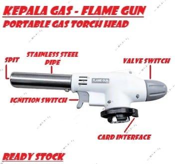 Flame Gun White Portable Gas Blow Torch Butane BBQ Torch Gun - Sabira