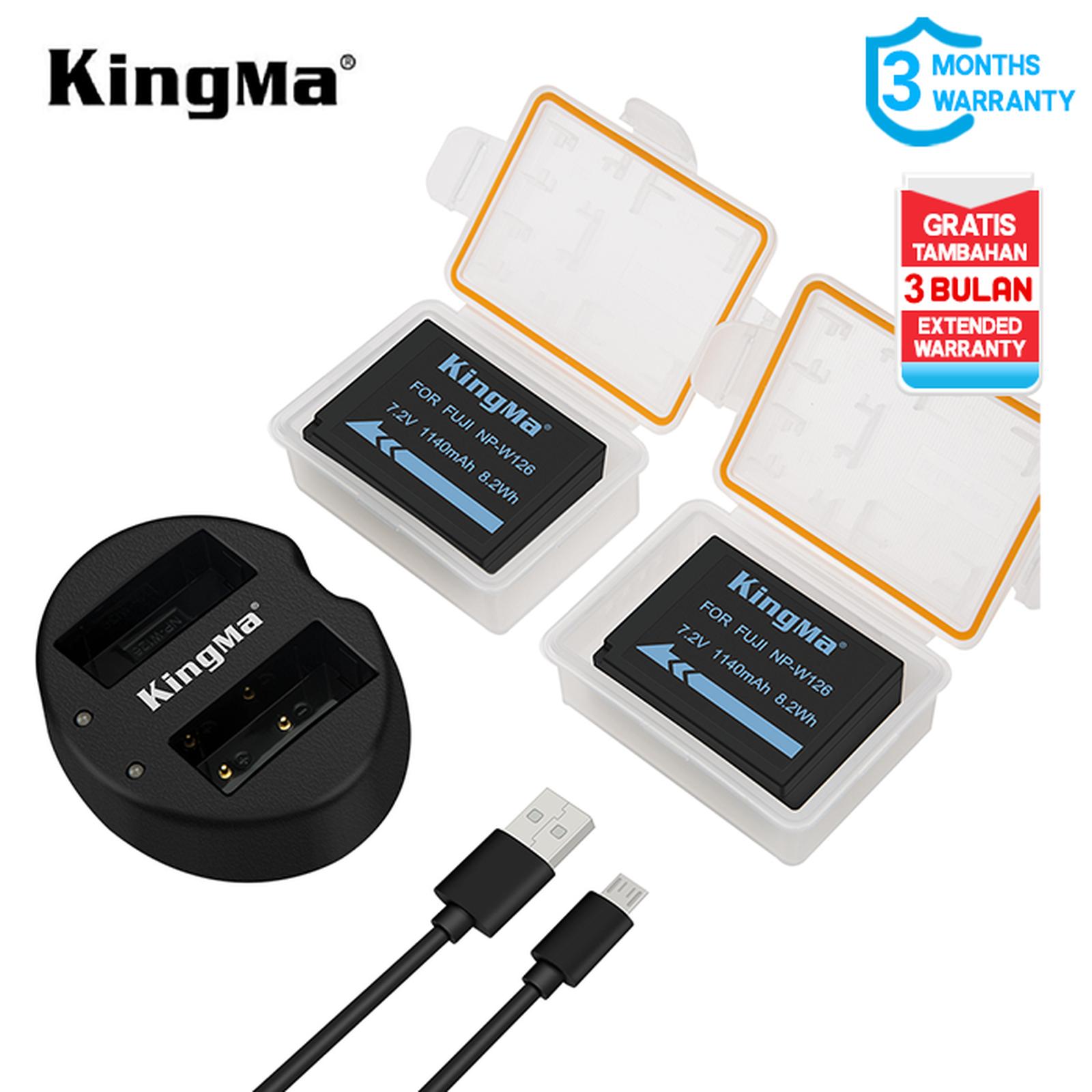 Kingma Battery Fuji NP-W126 2-Pack With Dual Charger: Pasokan Daya ...