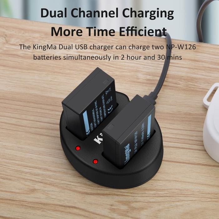 Kingma Battery Fuji NP-W126 2-Pack With Dual Charger: Pasokan Daya ...