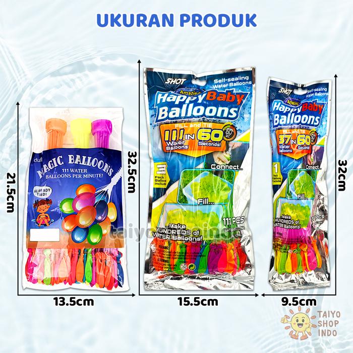 Taiyo Happy Baby Water Balloons 37 & 111pcs Magic Balloon: Perang Balon ...