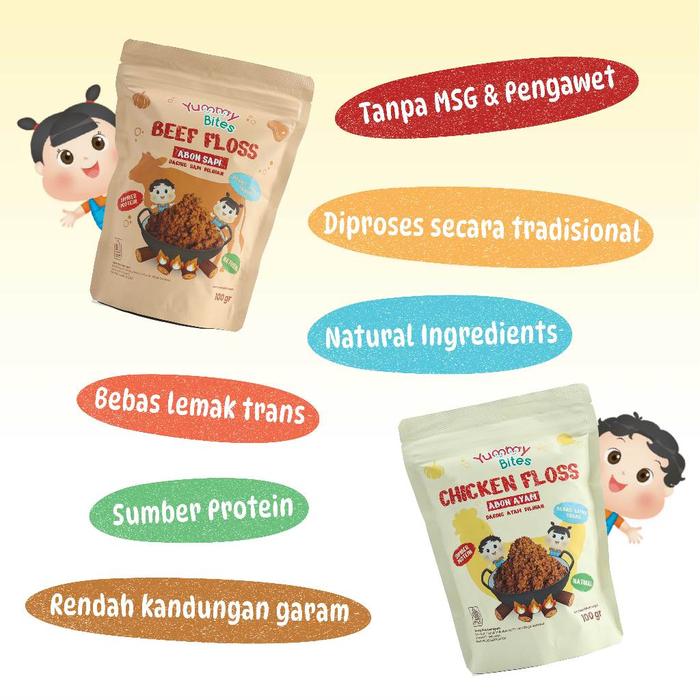 Yummy Bites Abon MPASI & Anak 100 Gr [Abon Ayam, Abon Sapi] - Sabira
